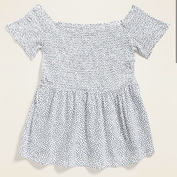 Old Navy | Tops | Like New Old Navy White And Navy Polka Dot Smocked Off Shoulder Top | Poshmark